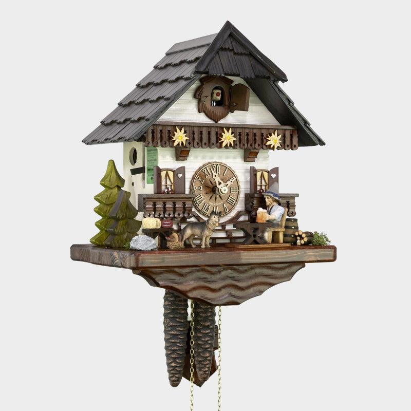 Original Handcrafted Black Forest clock with Edelweiss, Musician ...